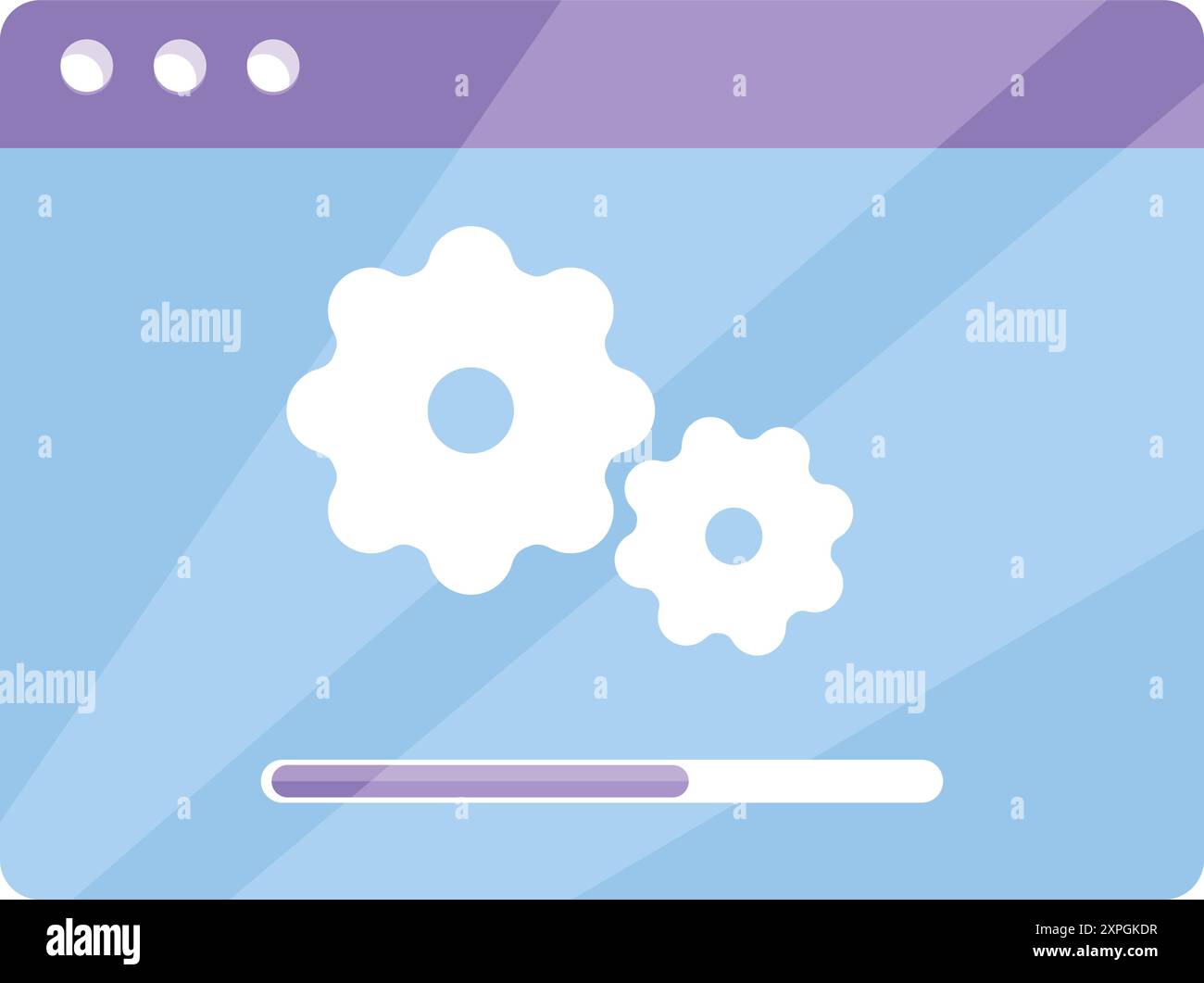 Software update installing, represented by a progress bar and gears on ...