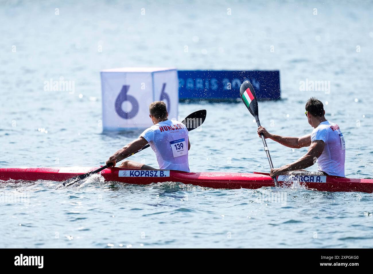 Balint Kopasz and Adam Varga of Hungary compete during Men's Kayak ...