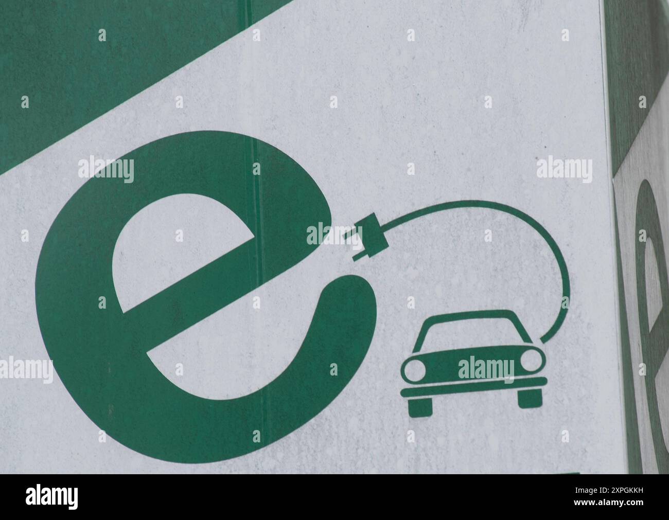 electric vehicle charging station sign, power plug and green mobility ...