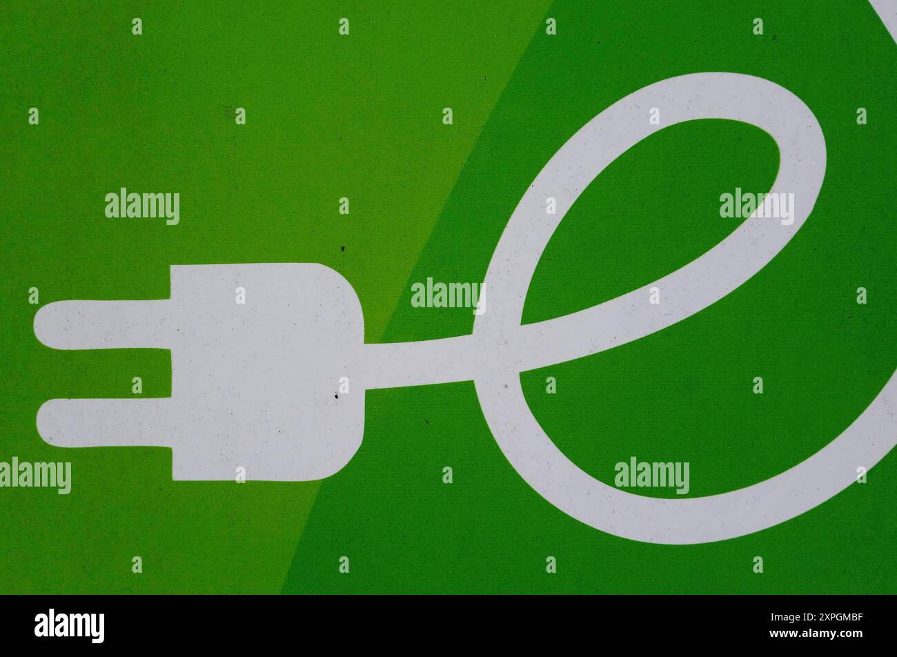 electric vehicle charging station sign, power plug and green mobility ...