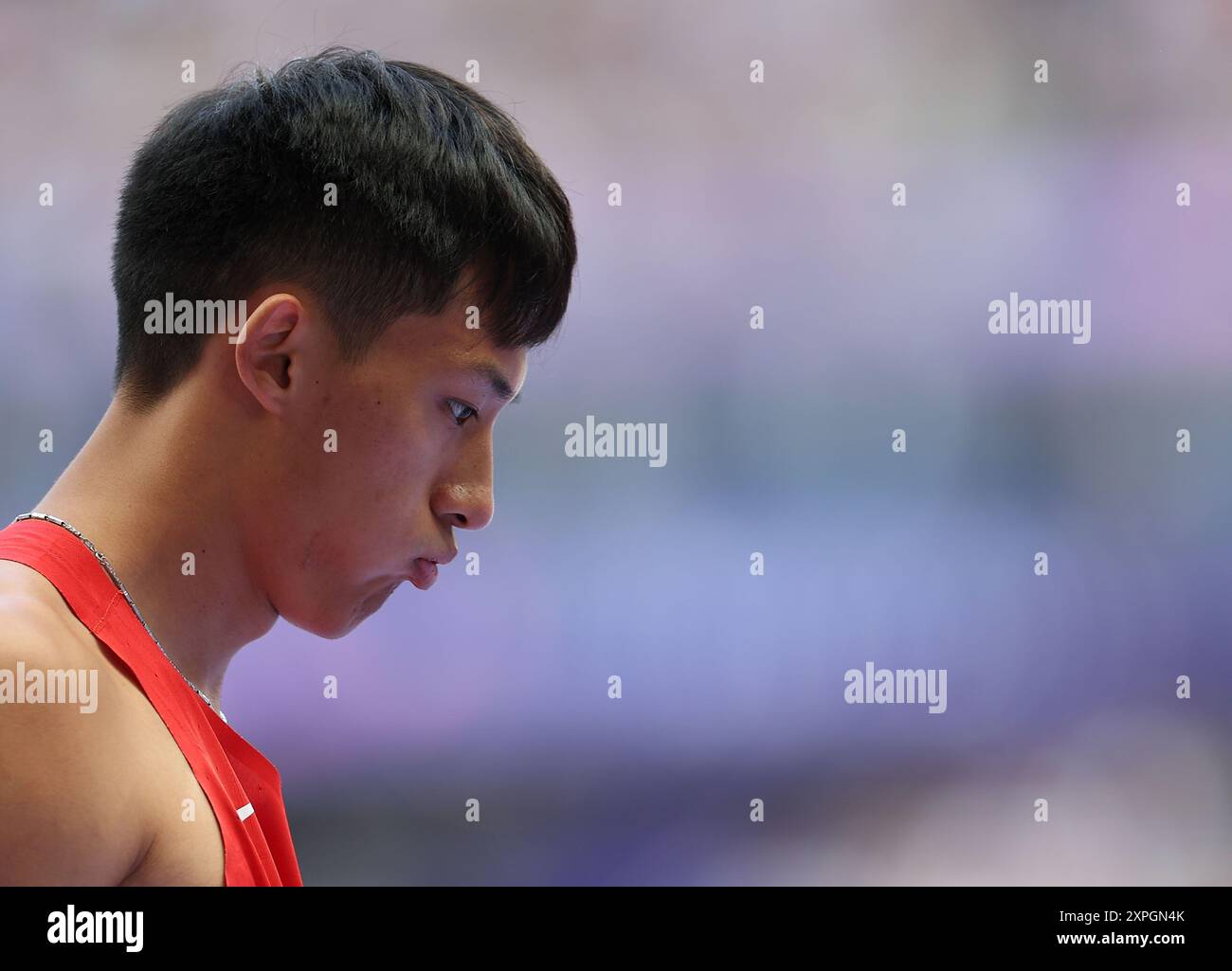 Paris, France. 6th Aug, 2024. Xie Zhiyu of China reacts before the men ...