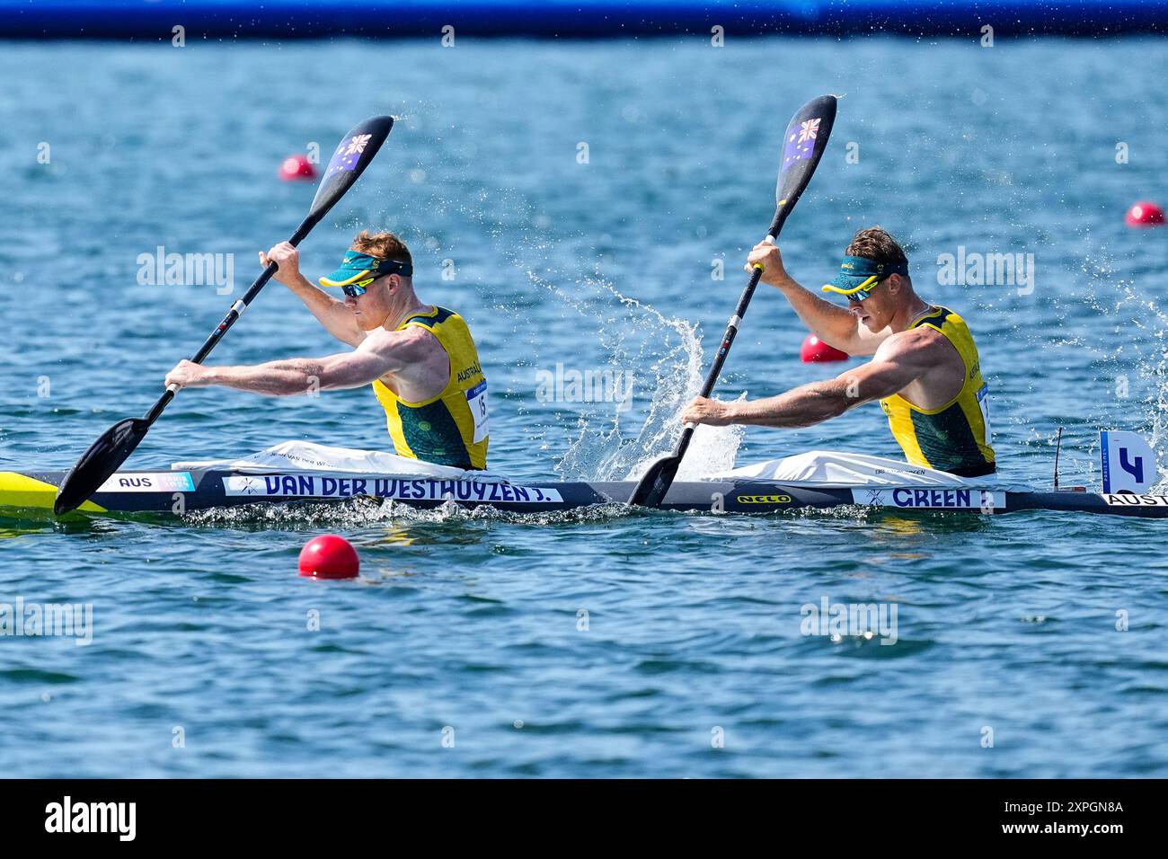 Jean van ser Westhuyzen and Tom Greenof Australia compete during Men's ...