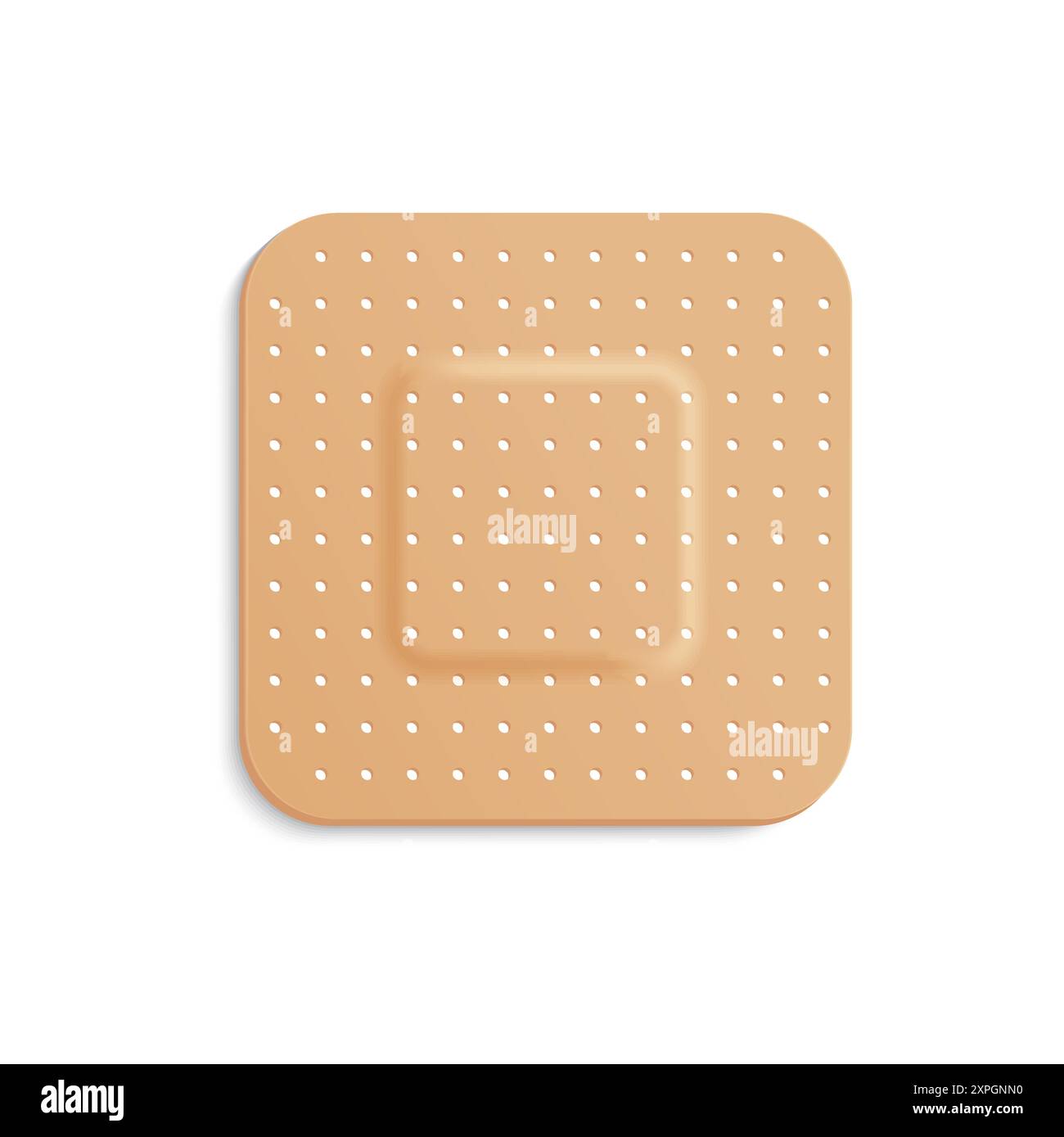 Medical adhesive plaster in shape of square for treatment of skin wounds vector illustration ...