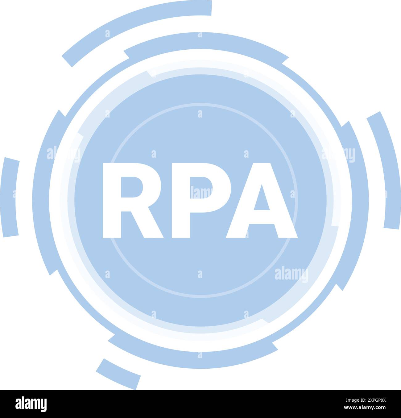 Blue futuristic icon with technological circles surrounding rpa robotic ... Blue futuristic icon with technological circles surrounding rpa robotic ...