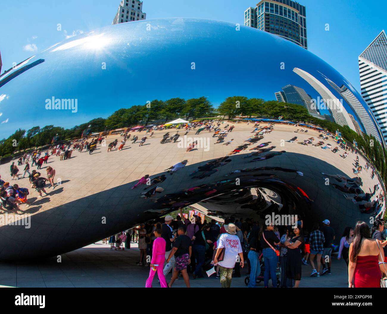 Chicago, Illinois, USA - 18 July 2024: A large, shiny, reflective ...