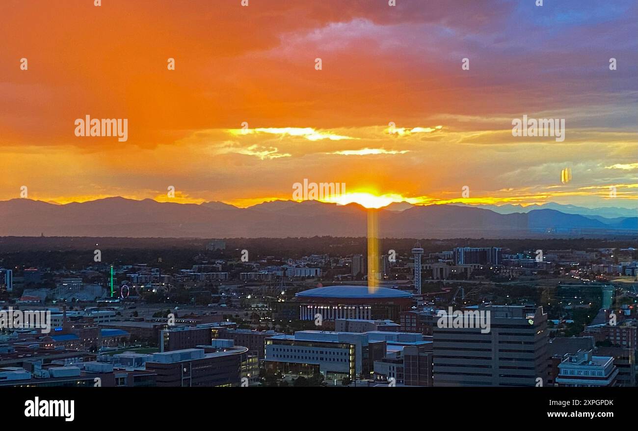 The Sun Sunset ing over Rocky Mountains from Denver Colorado taken from ...