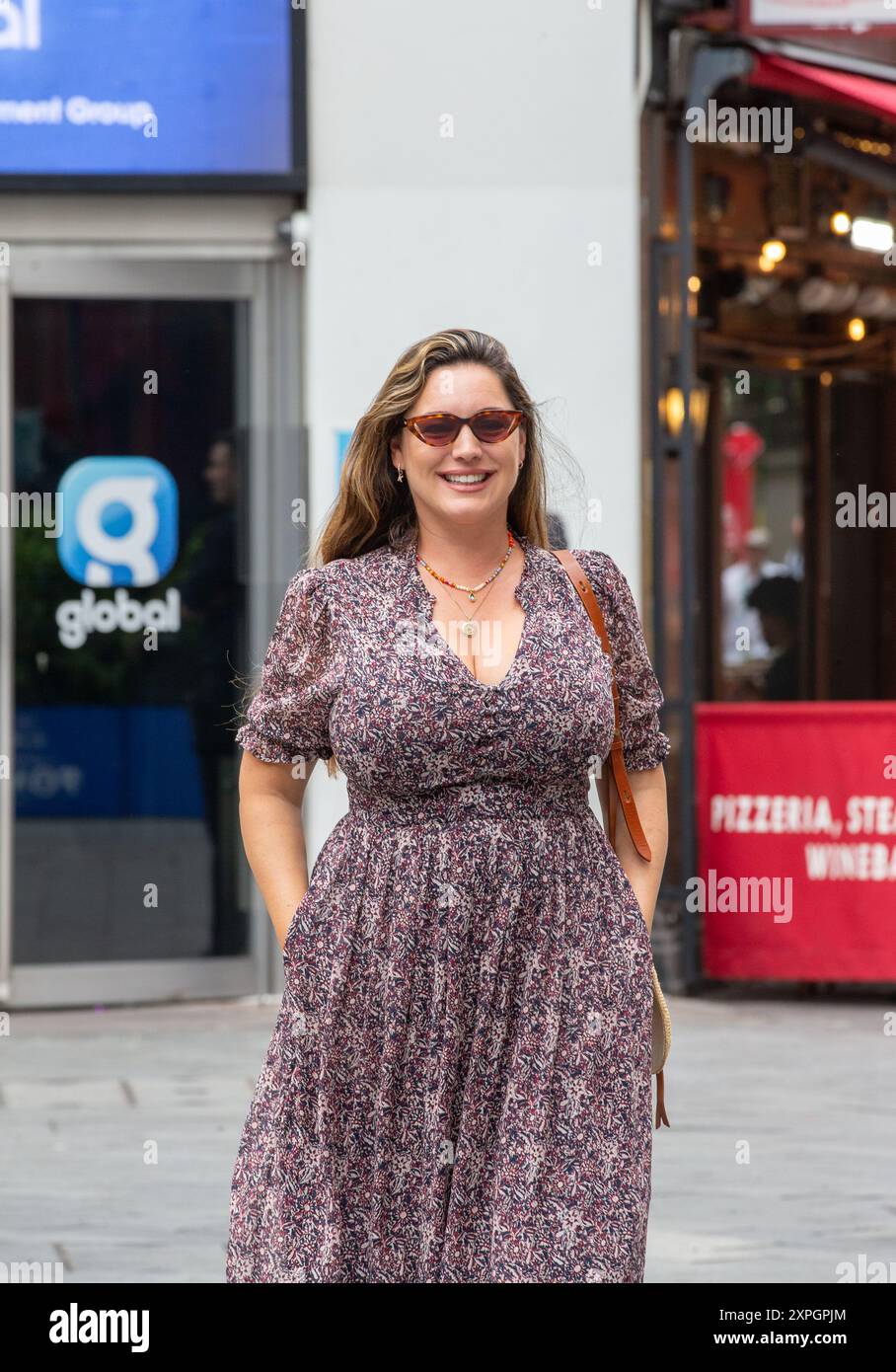London, UK. 6th Aug, 2024. Kelly Brook after co-host on Heart Breakfast ...
