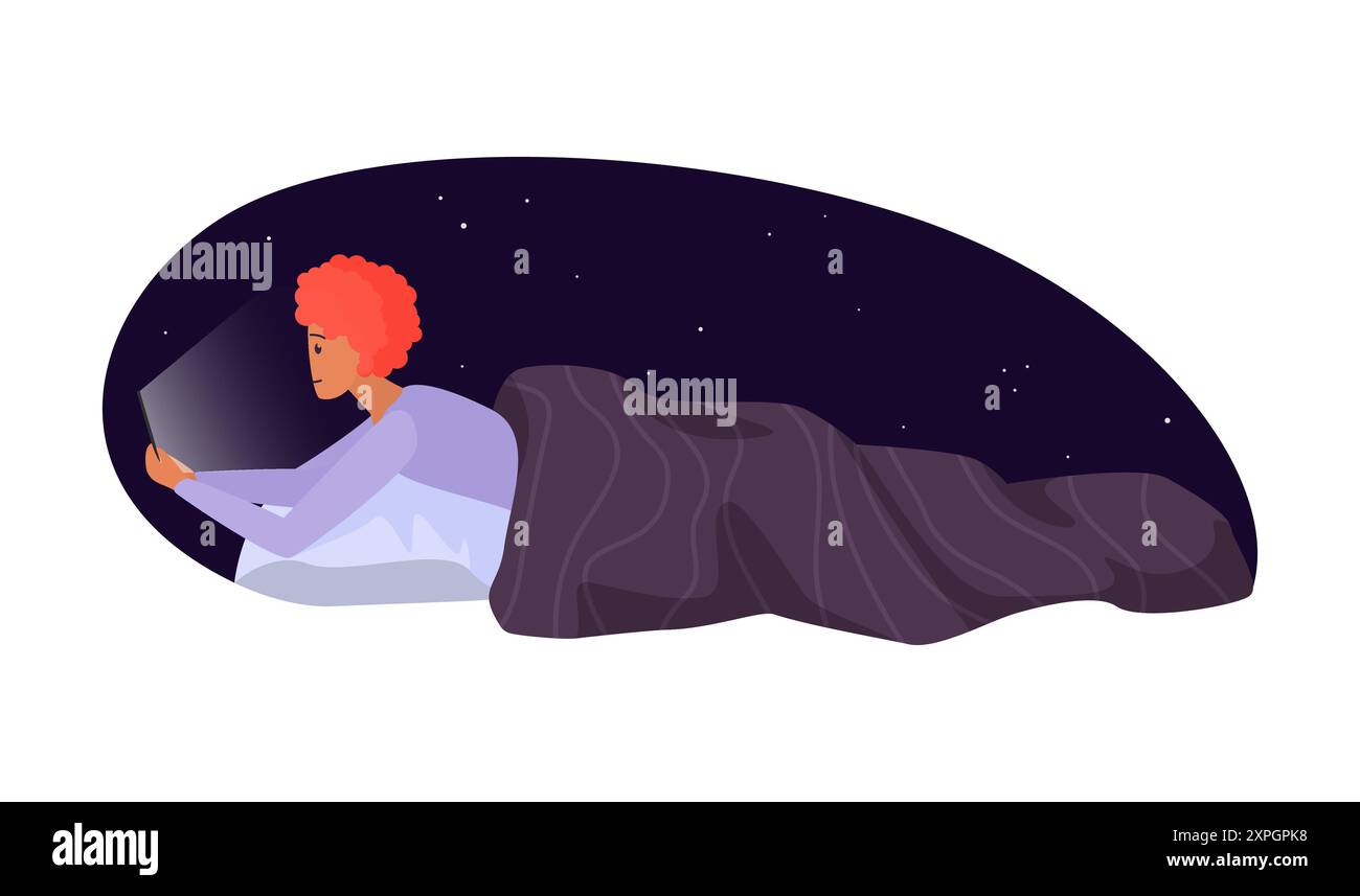 Using tablet in bed Stock Vector Images - Alamy