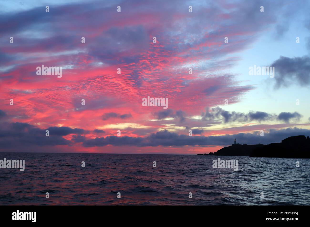 Sunrise over Round Island Lighthouse, Isles of Scilly Stock Photo - Alamy