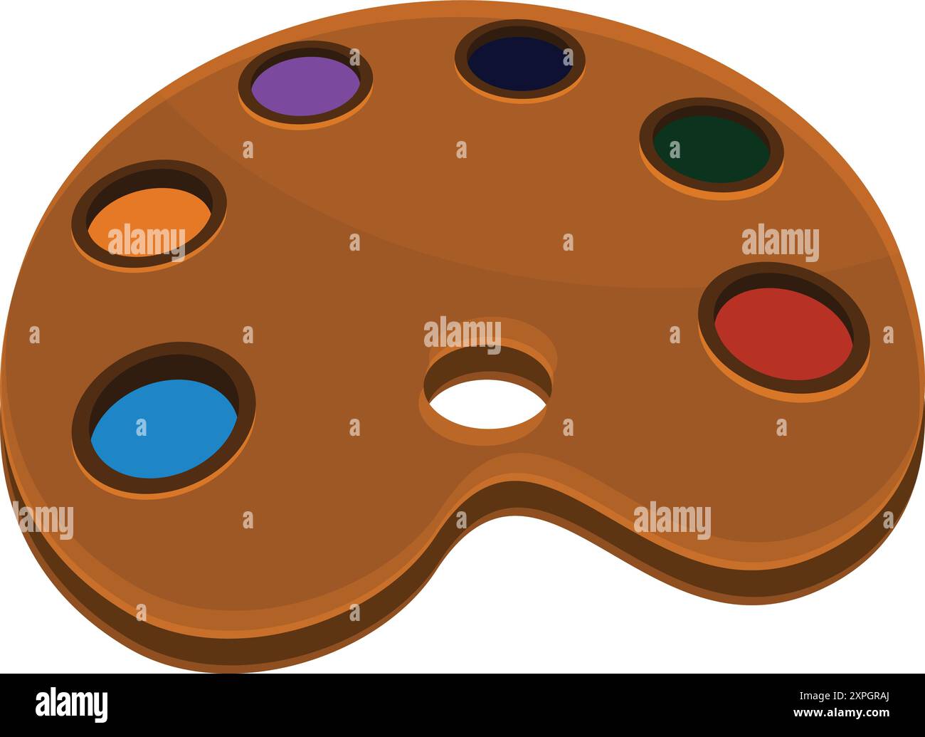 Wooden palette with colorful paints for drawing is waiting for artist ...