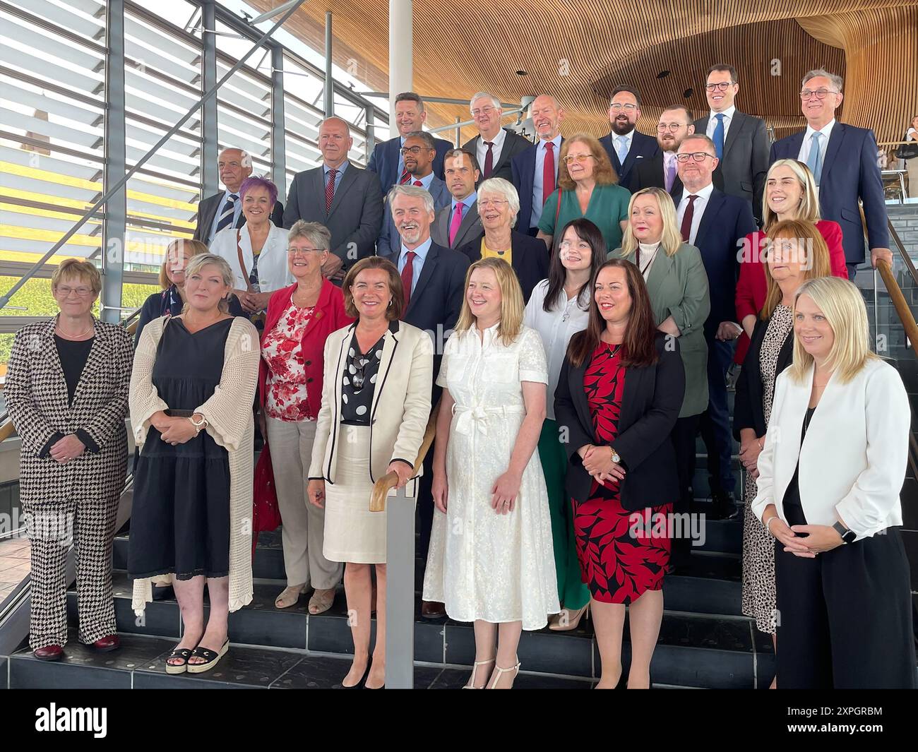 First Minister of Wales Eluned Morgan (third from left, bottom row ...