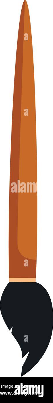 Simple cartoon illustration of a wooden paintbrush with black bristles ...