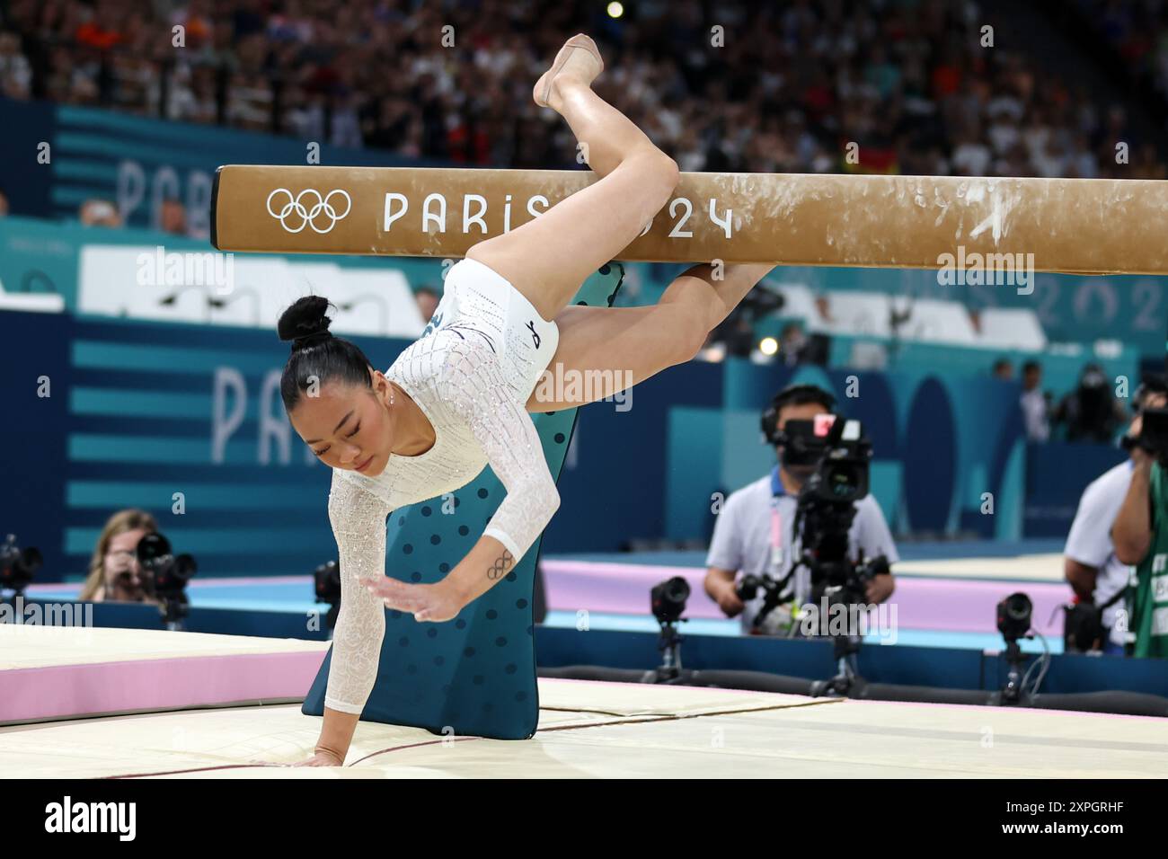 PARIS, FRANCE - AUGUST 05: LEE Sunisa of Team United States loses her ...