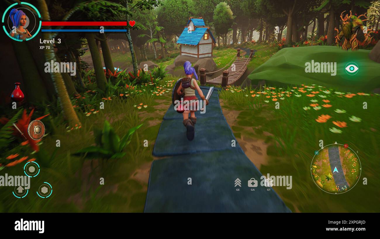 Video Game Mock-up: Playable Character in Beautiful 3D Video Game ...