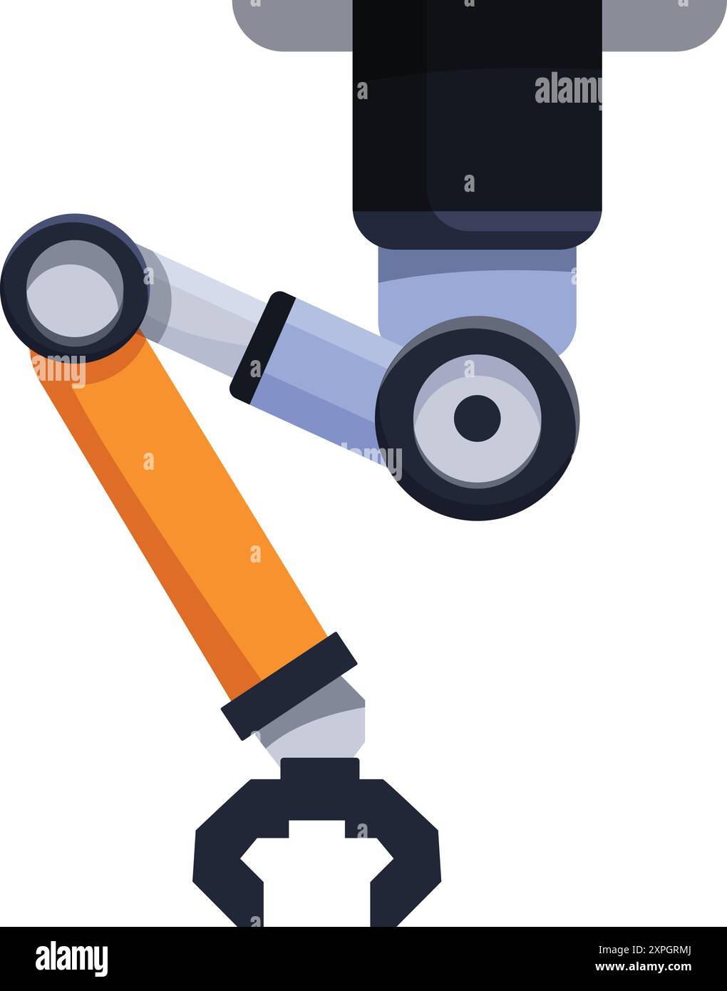 Robotic arm moving down with its claw gripper open, ready to grasp an ...