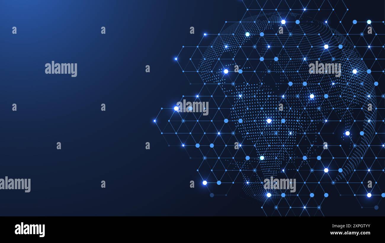 Global network connection concept. Big data visualization. Social network communication in the ...