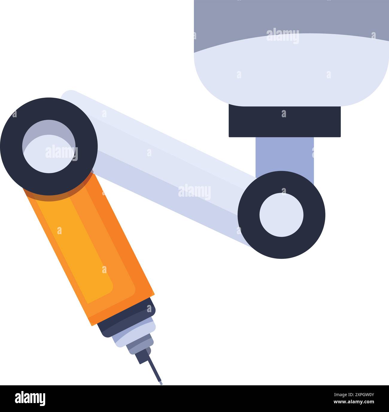Robotic arm with a precision tool engaged in an industrial task ...