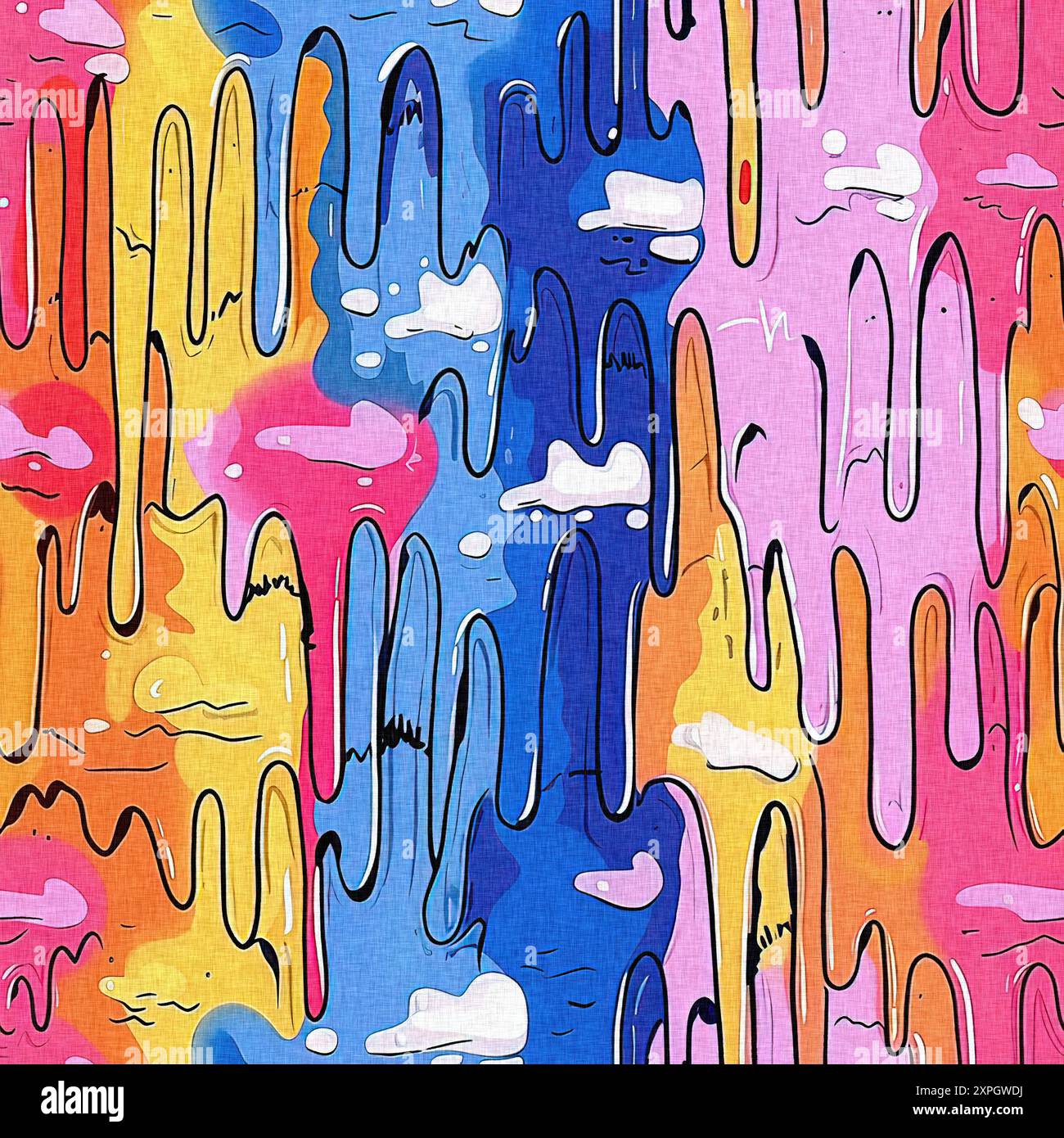 Fun dripping paint effect digital pattern with whimsical ink splodge ...