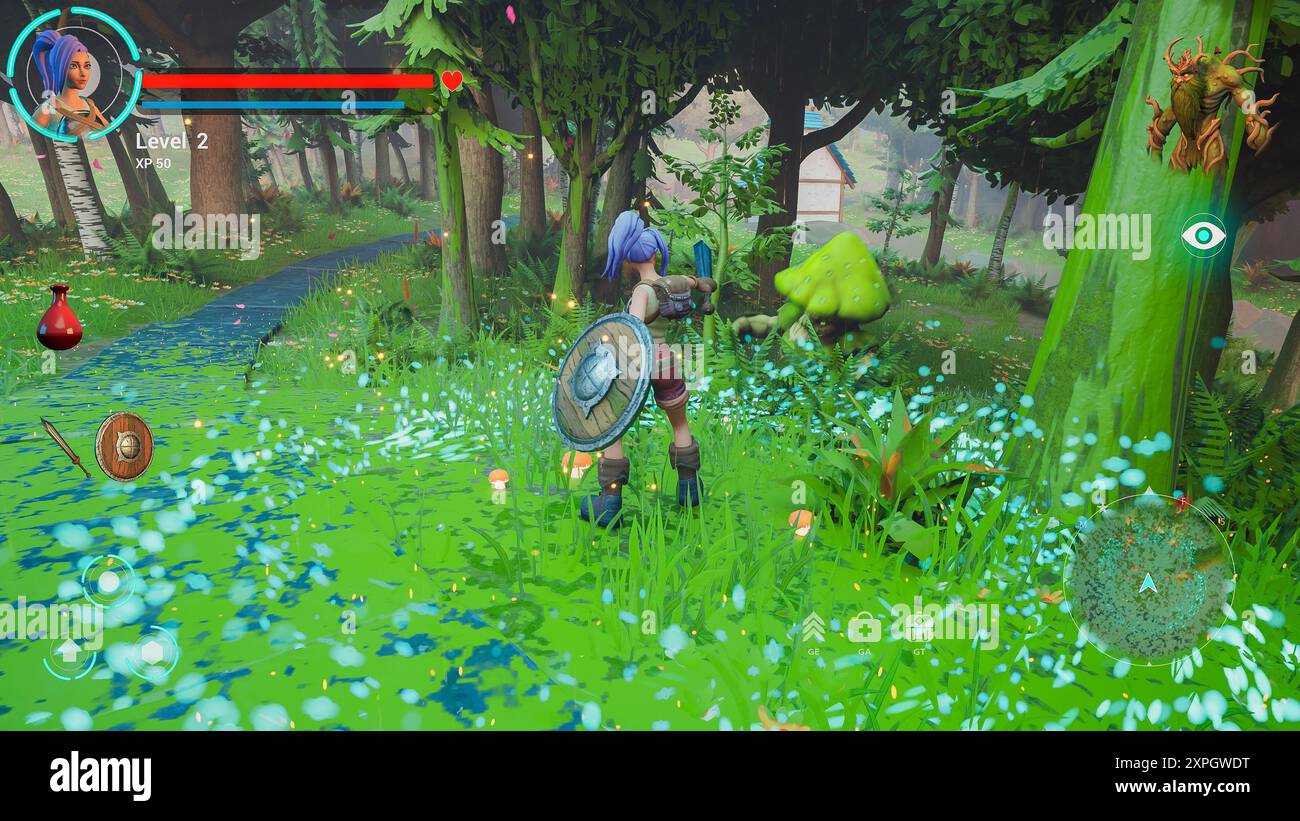 Video Game Mock-up Screen: Gameplay of 3D Fantasy Role Playing Game ...