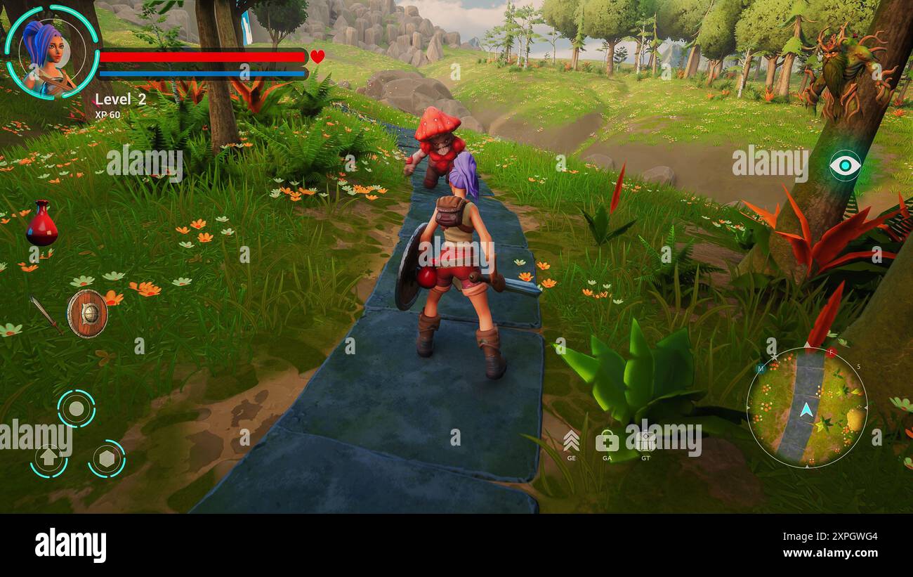 Gameplay of 3D Fantasy Role Playing Video Game Featuring Female ...