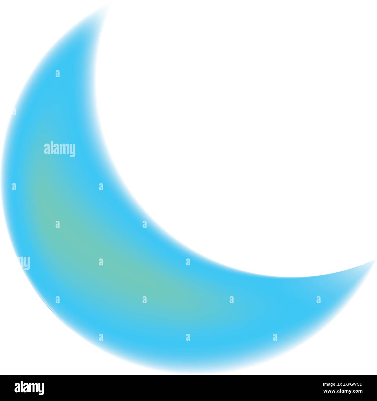 Glowing blue crescent moon shape is set on a white background Stock ...