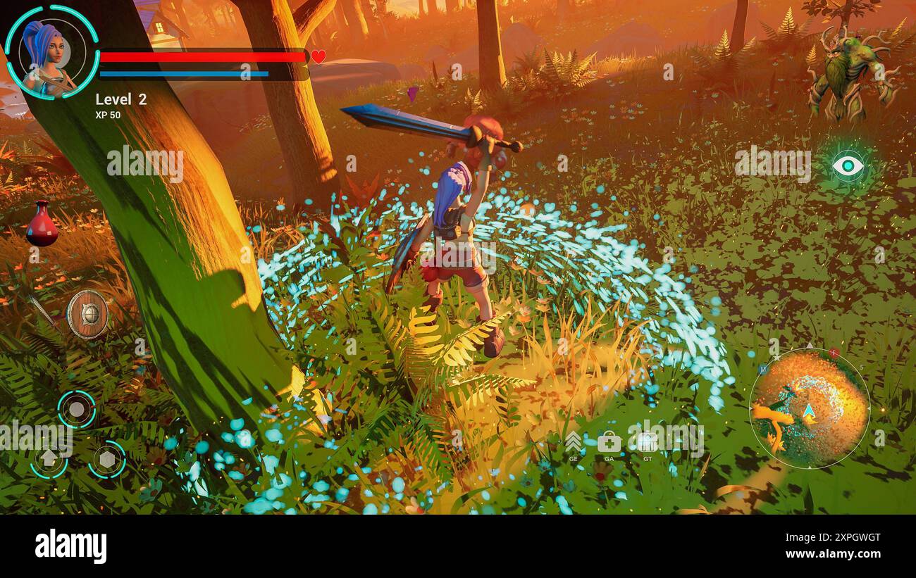 Video Game Mock-up Screen: Gameplay of 3D Fantasy Role Playing Game ...