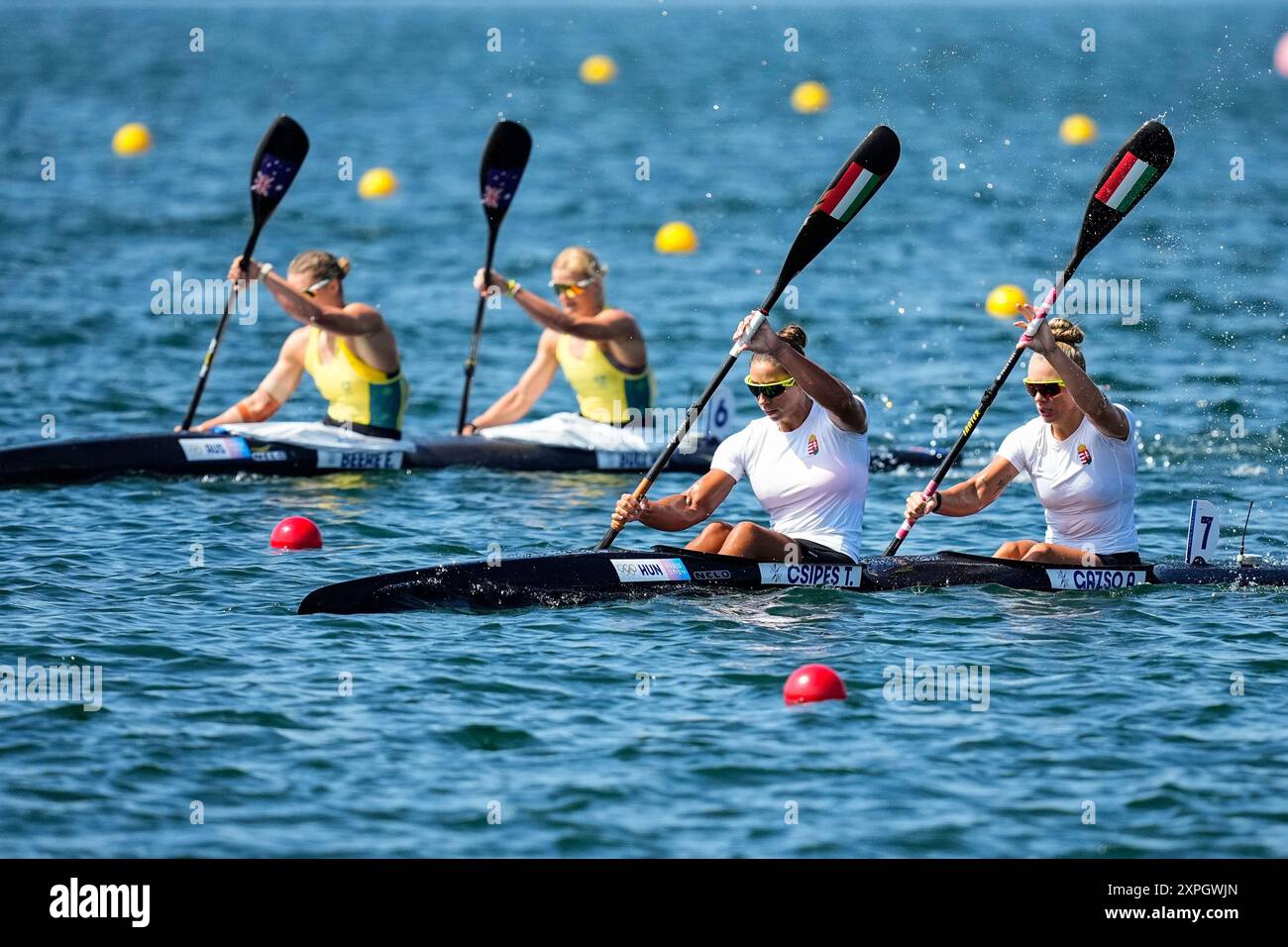 Tamara Csipes and Alida Dora Gazso of Hungary compete during Women's ...