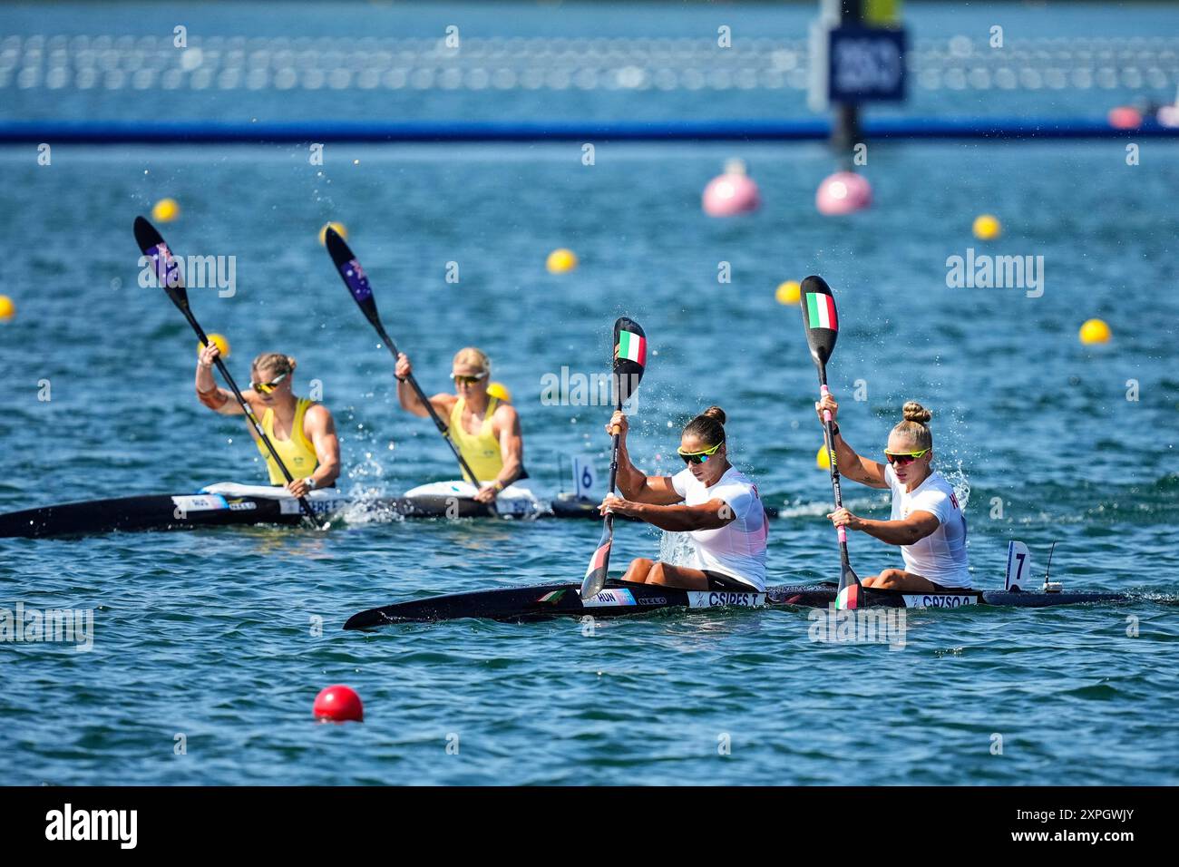 Tamara Csipes and Alida Dora Gazso of Hungary compete during Women's ...