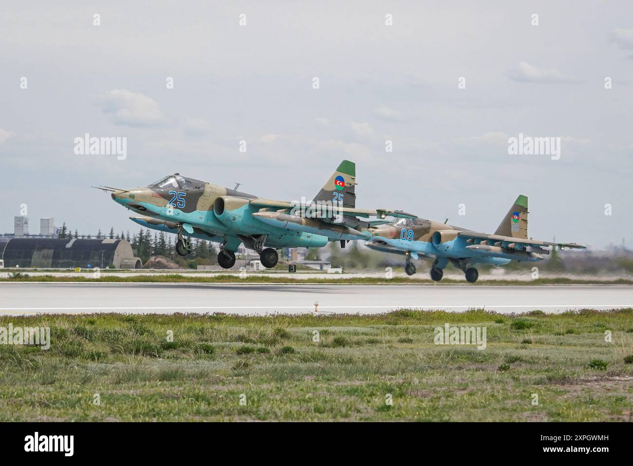 KONYA, TURKIYE - MAY 09, 2023: Azerbaijani Air Force Sukhoi Su-25BM ...