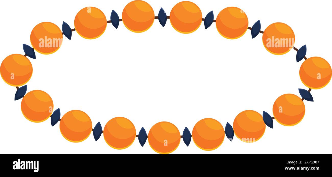 Orange bead necklace with blue details, representing fashion and ...