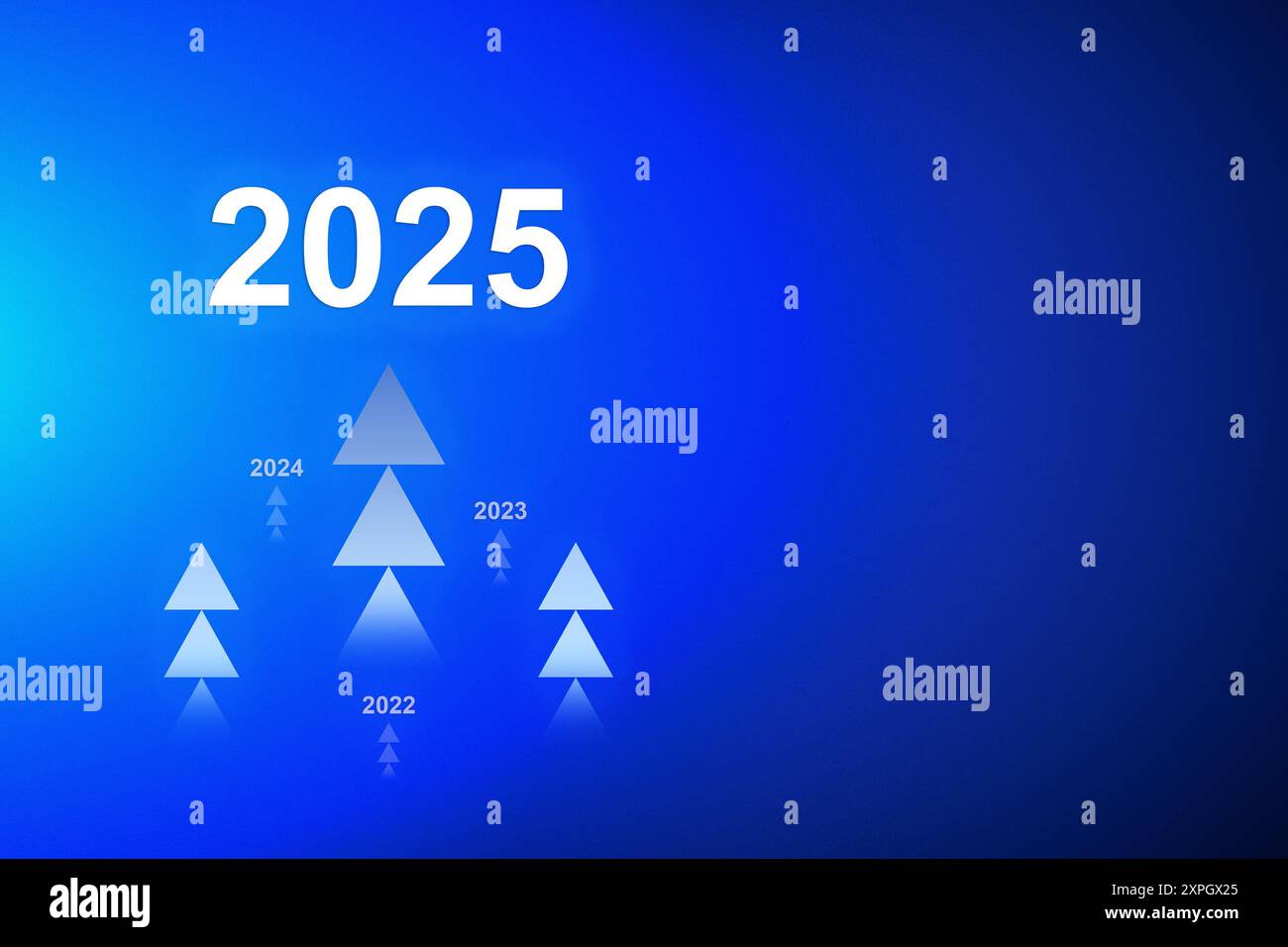 A blue background with a graph showing a line going up, 2025 concept ...