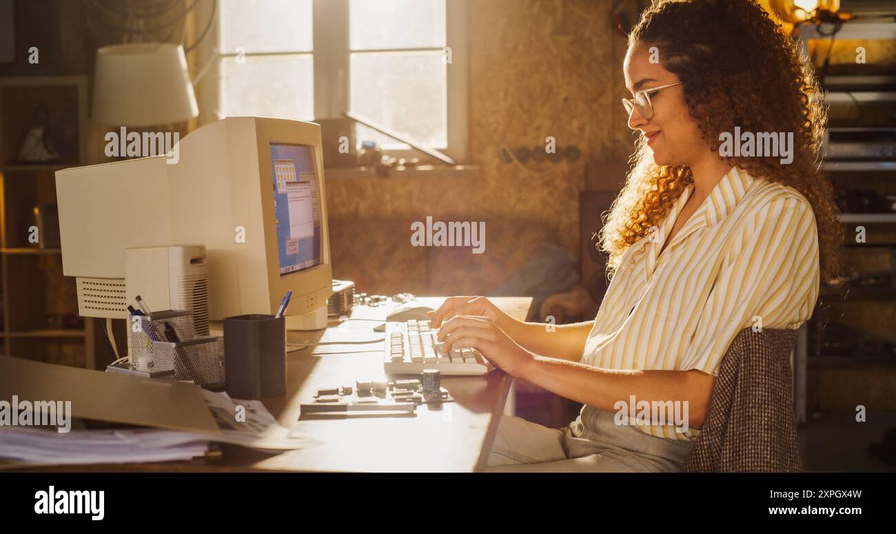 Side View Of Hispanic Female Engineering Student Writing Academic ...