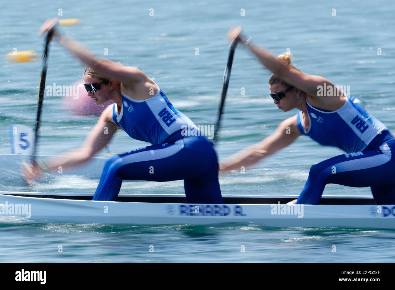 France's Eugenie Dorange and Axelle Renard compete in the women's canoe ...