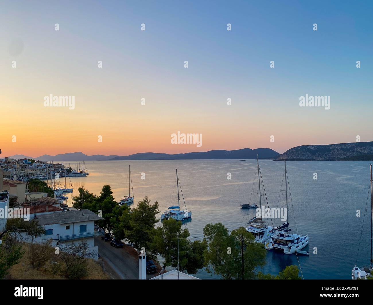 Aerial view of Ermioni sea marina at twilight Stock Photo - Alamy