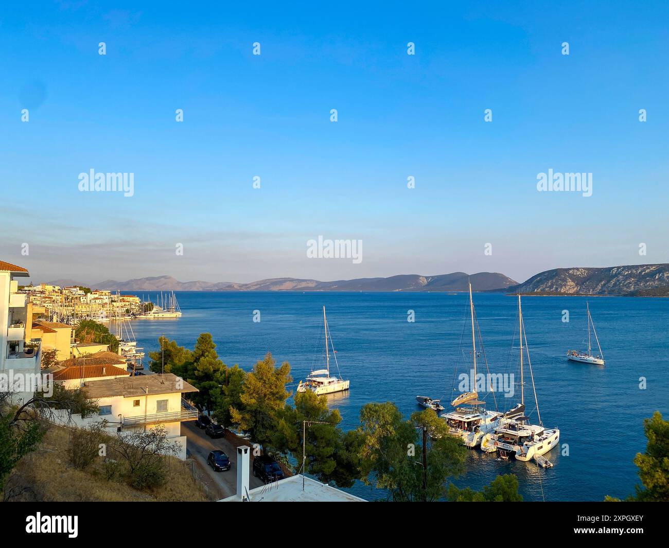 Ermioni, Greece - august 2021: Aerial view of Ermioni sea marina Stock ...