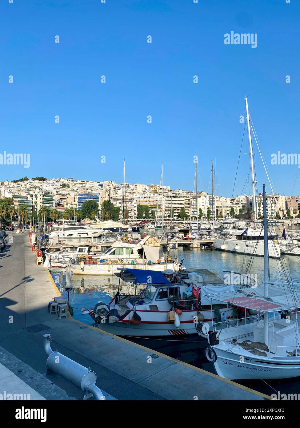 Athens, Greece - August 2021: View on yahts and fishing boats in ...
