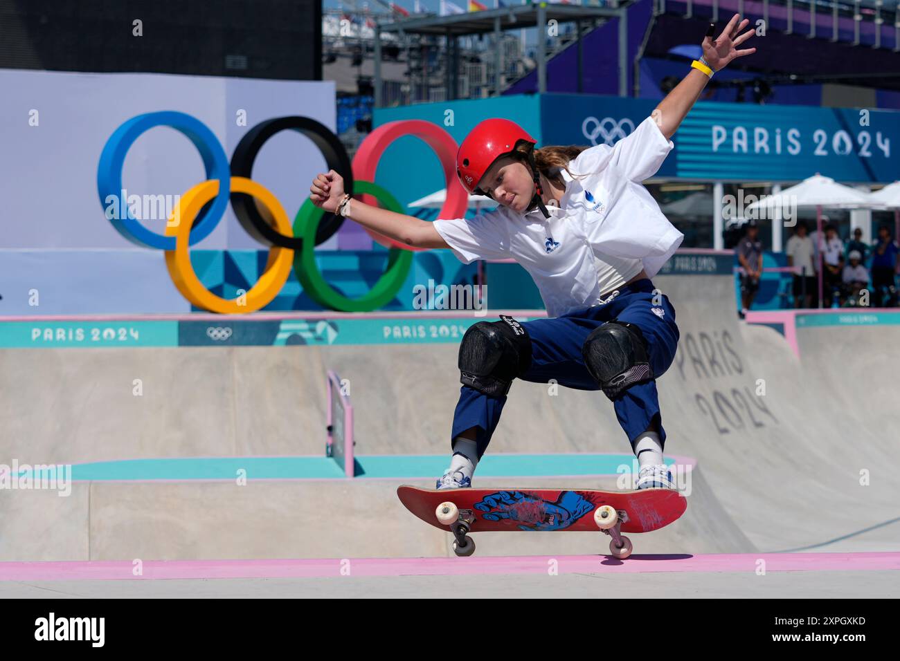 Nana Taboulet of France competes during the women's skateboarding park ...