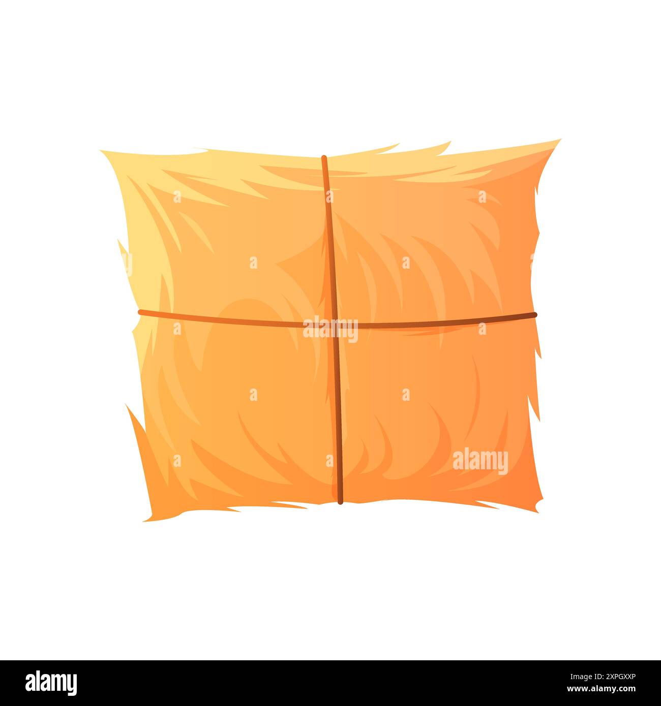 Haystack of square shape, dry hay harvest packing on farm field vector ...