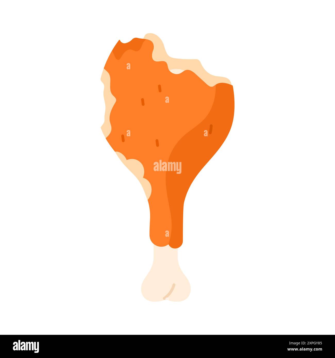 Fried poultry leg with bitten off pieces, chicken drumstick vector ...