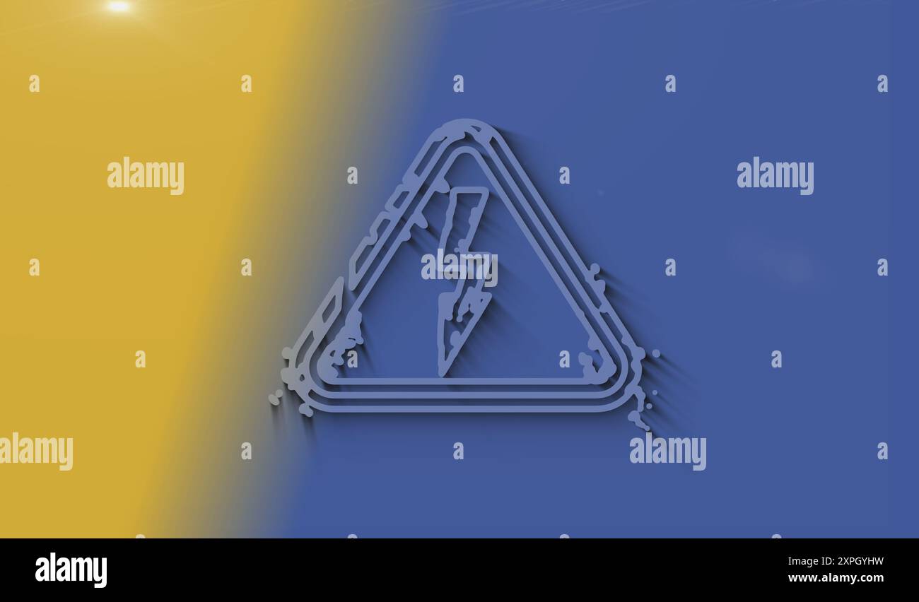 Electric power danger warning and energy symbol with natural shadow ...