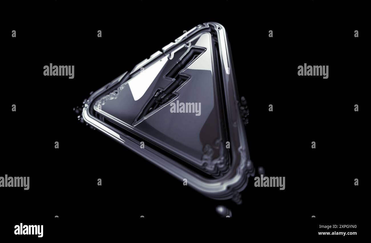 Electric power danger warning and energy golden metal shine symbol ...