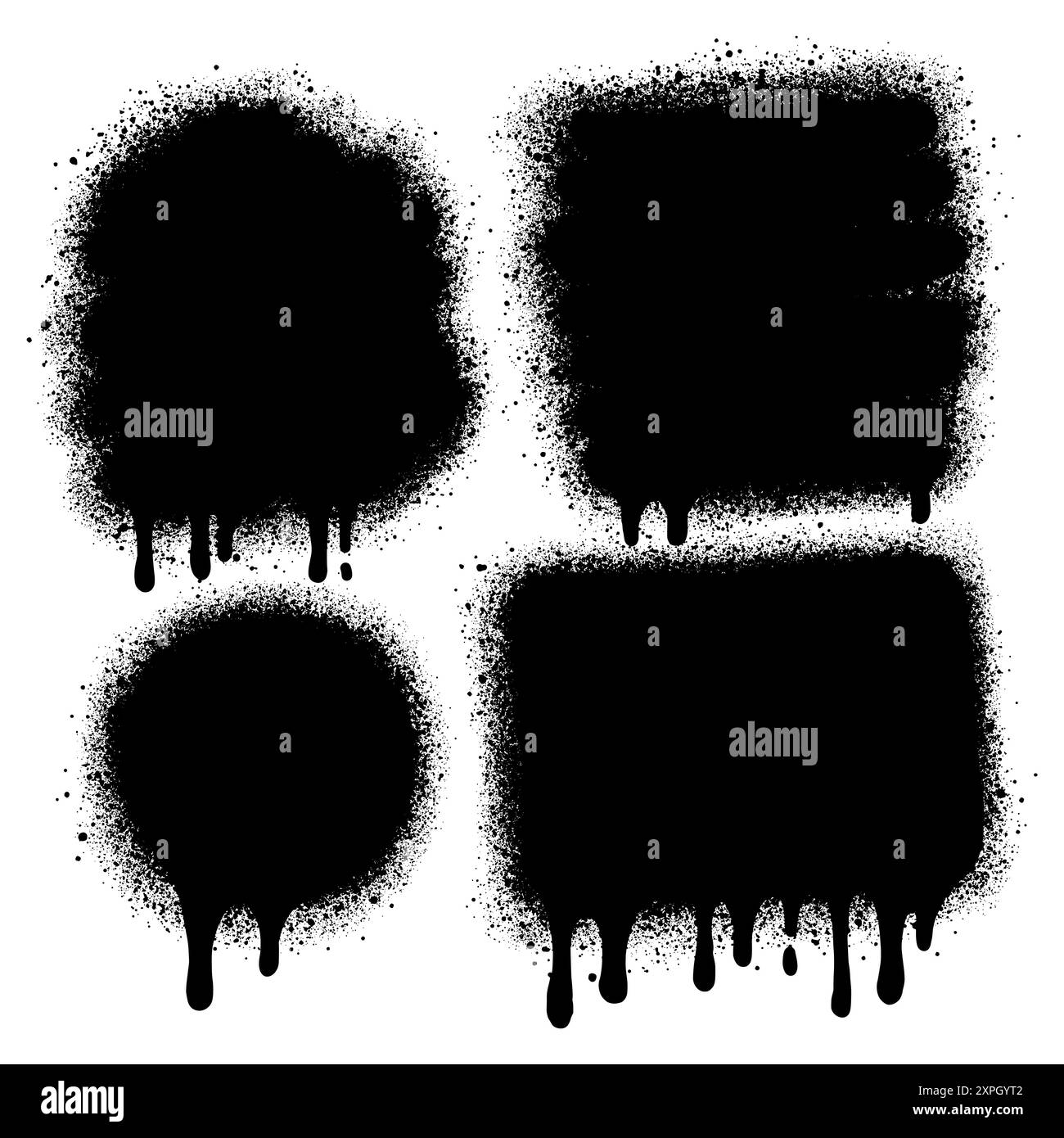 Set of graffiti spray banners. Vector spray paint shapes with Lines and ...