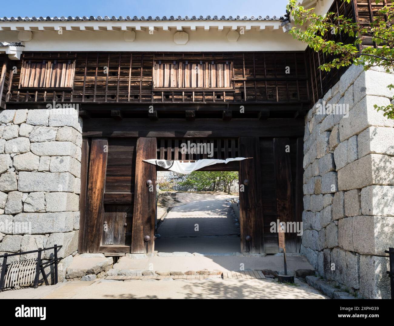 Matsuyama, Ehime prefecture, Japan - April 11, 2018: One of the gates ...