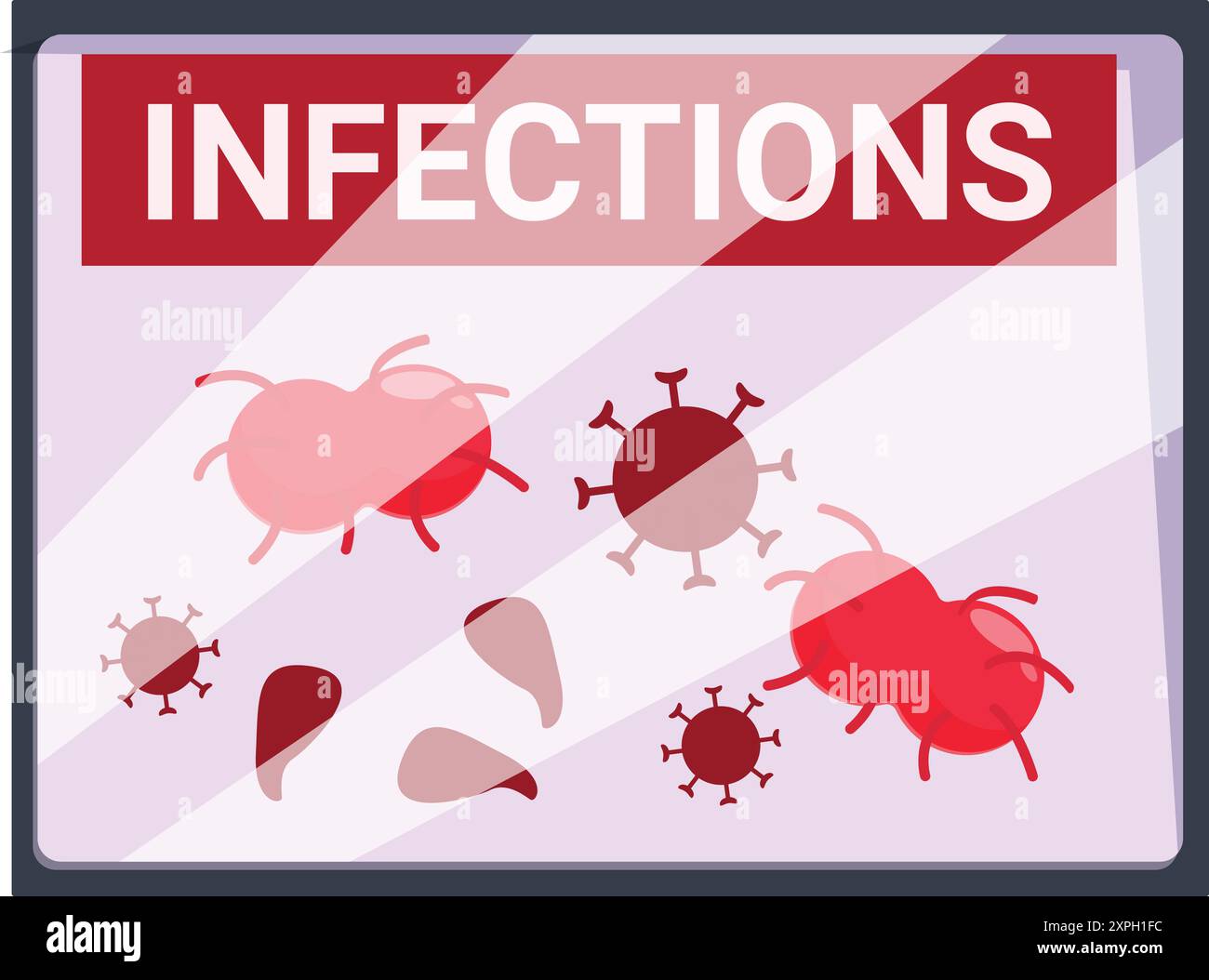 Infections sign with viruses, bacteria, and germs floating in a ...