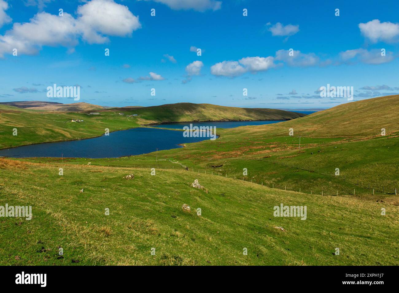North Roe and Ollaberry landscapes in a sunny Shetland Islands Stock ...