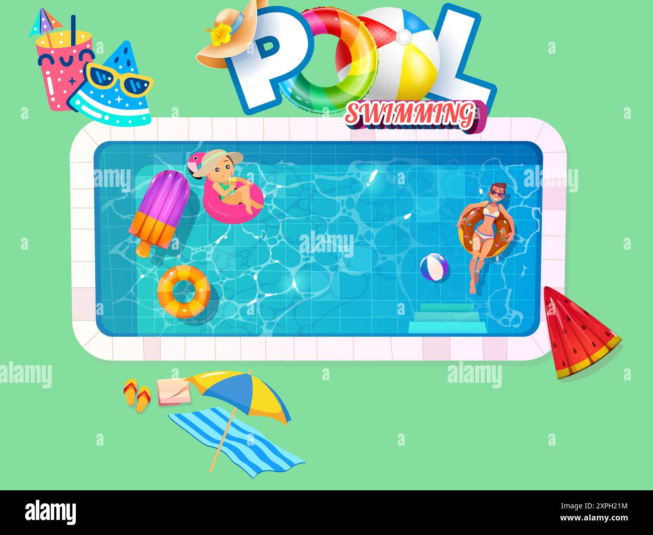 Man sunbathing pool Stock Vector Images - Alamy