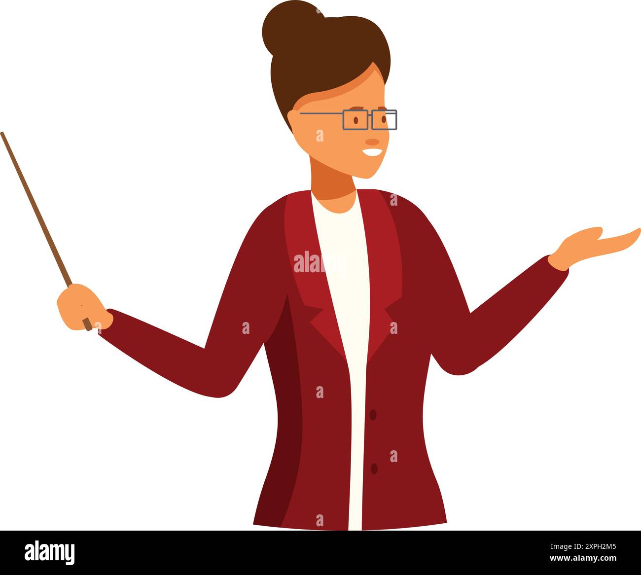 Female teacher is holding pointer and giving lesson in classroom Stock ...