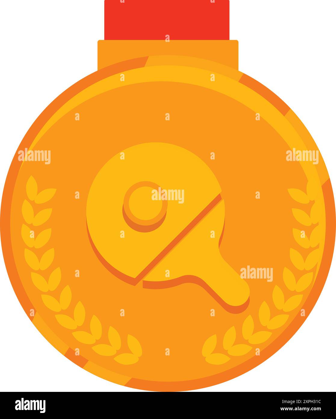 Gold medal with a table tennis racket engraved, celebrating the victory ...