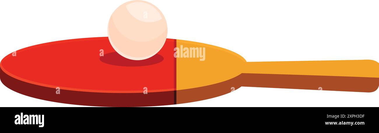 Red table tennis racket with a white ball on top, ready for a serve ...