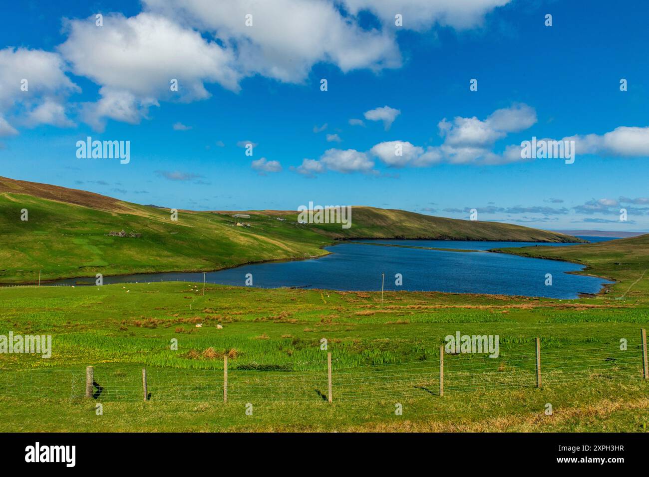 North Roe and Ollaberry landscapes in a sunny Shetland Islands Stock ...